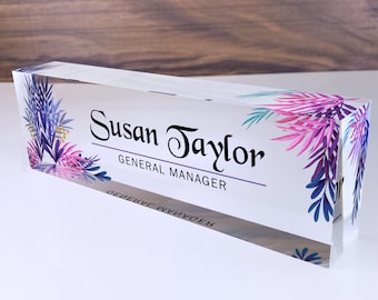 Personalized Desk Name Plate| Autumn Flowers Design Office Desk Decor ...