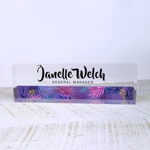 Personalized Desk Name Plate for Office Desk Purple Design on Acrylic ...