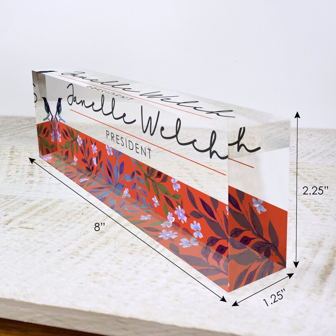 Personalized Name Plate for Desk Bird Singing Design on - Etsy