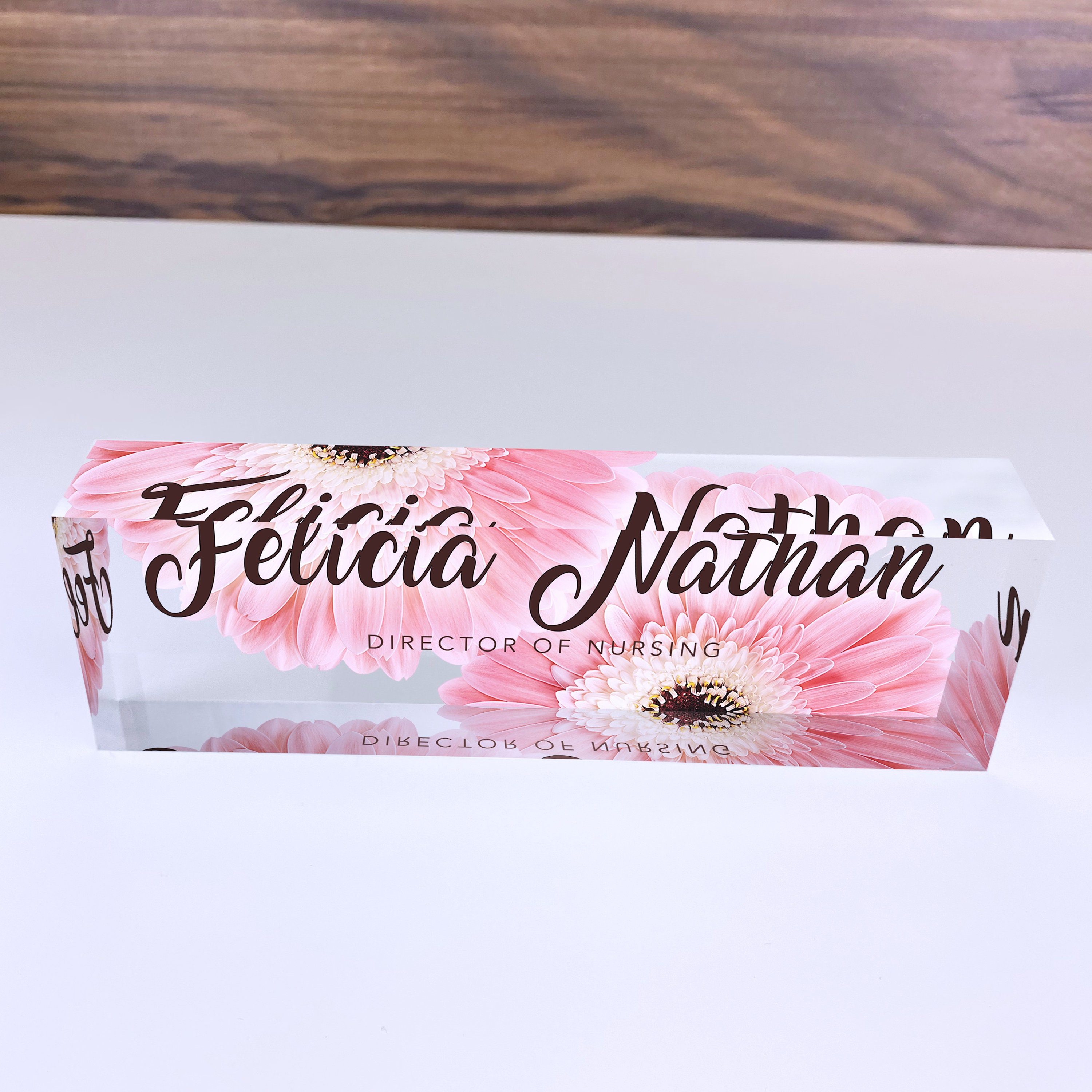 Personalized Desk Name Plate Daisy Design Office Desk Decor | Etsy