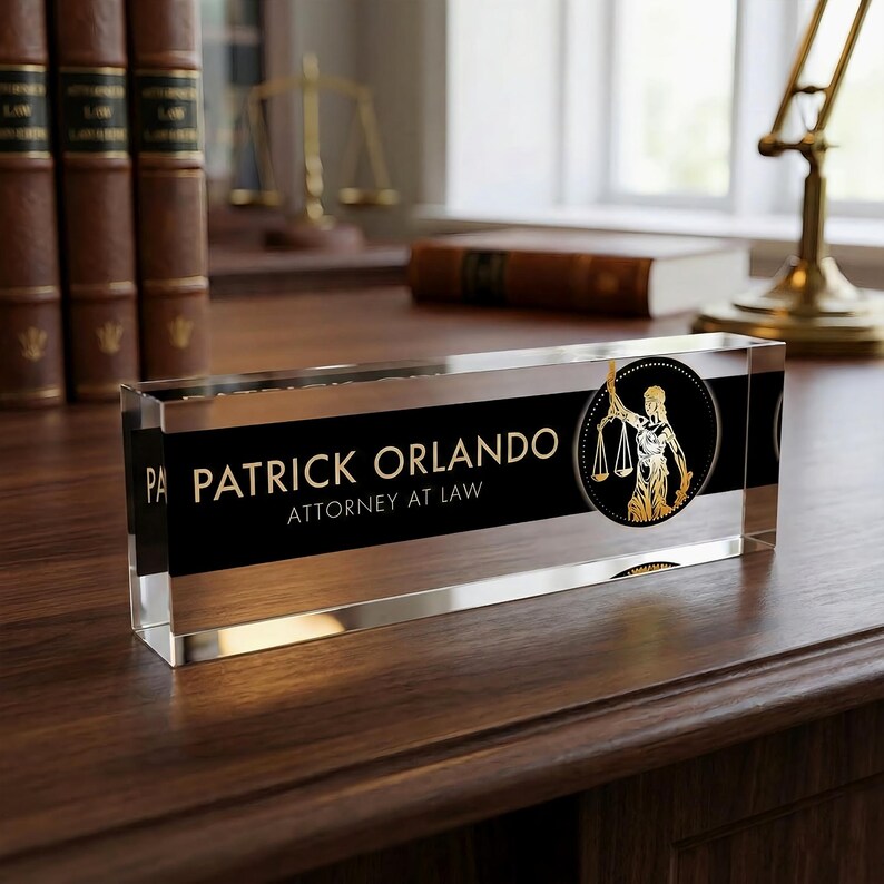 Personalized Acrylic Desk Name Plate ,lawyer Office Sign ,attorney ,law ...