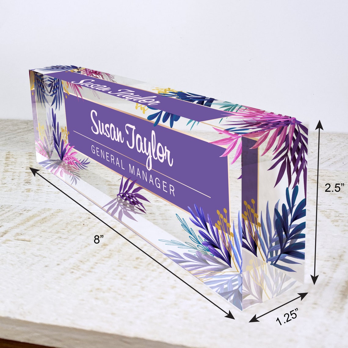 Personalized Desk Name Plate for Office Desk Gold Stripe - Etsy