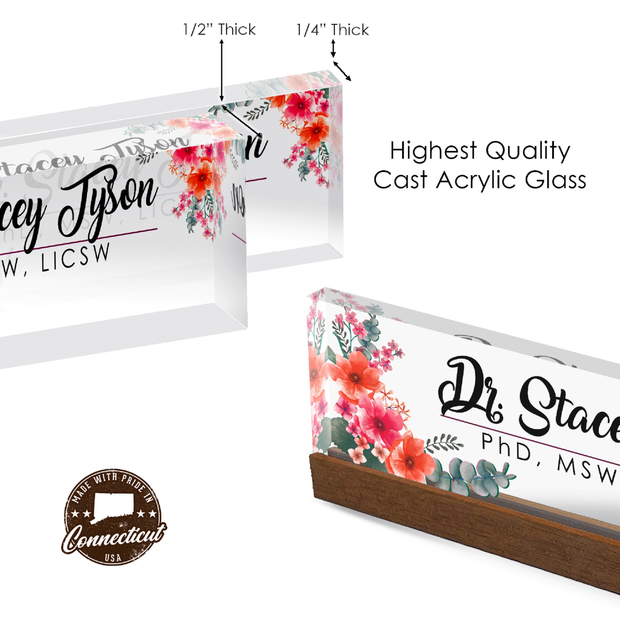 Personalized Office Desk Name Plate Business Card Holder Customized ...
