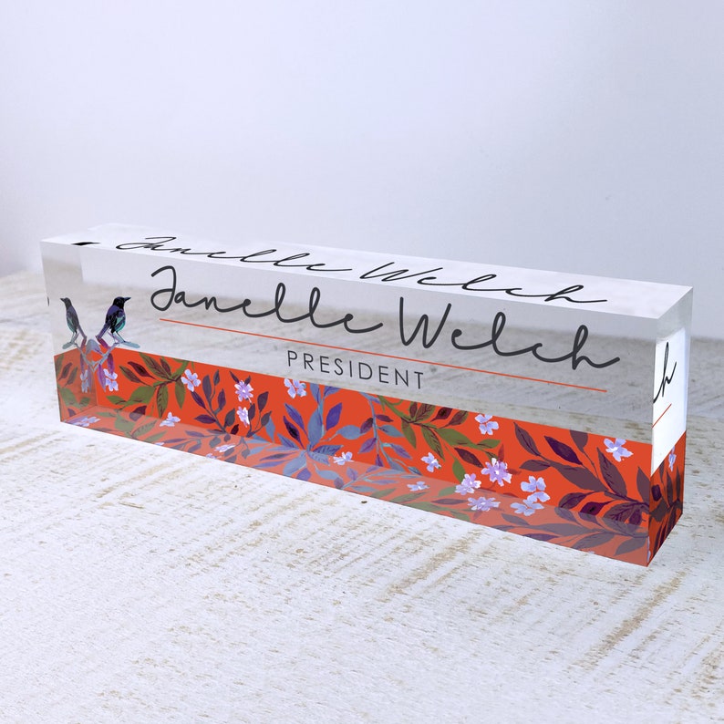 Personalized Name Plate for Desk Bird Singing Design on - Etsy