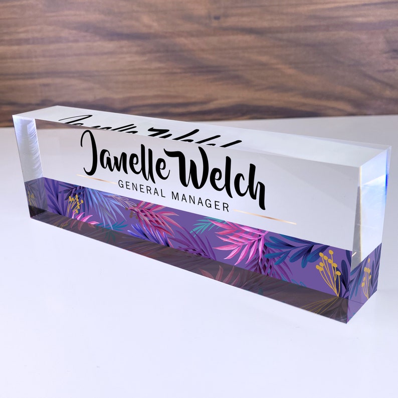 Personalized Desk Name Plate for Office Desk Purple Design on - Etsy