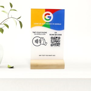 NFC Google Review Stand: Custom QR Code Sign for Business - Etsy