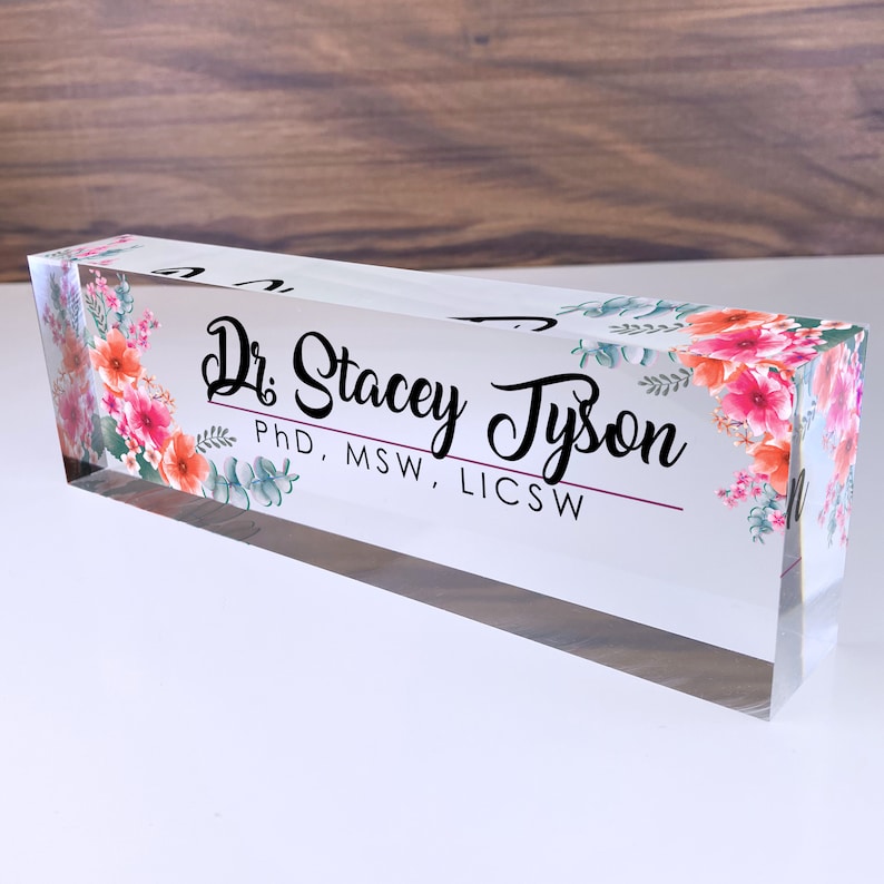 Personalized Name Plate for Desk Flowers Wild Design on - Etsy