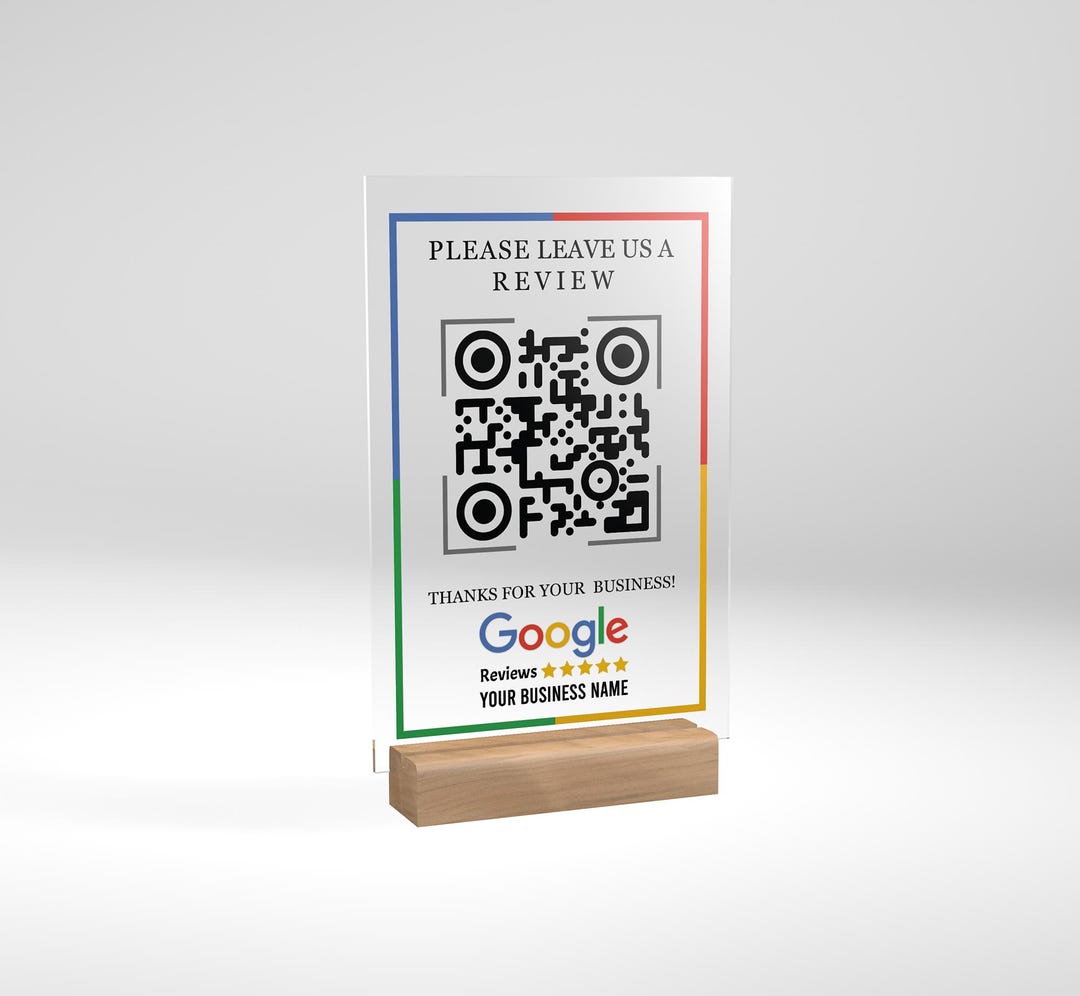 Personalized Business Review Sign: Acrylic QR Code Display - Etsy