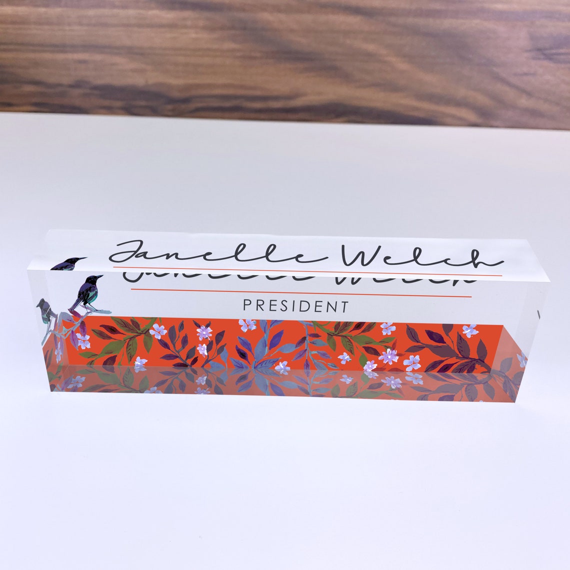 Personalized Name Plate for Desk Bird Singing Design on - Etsy