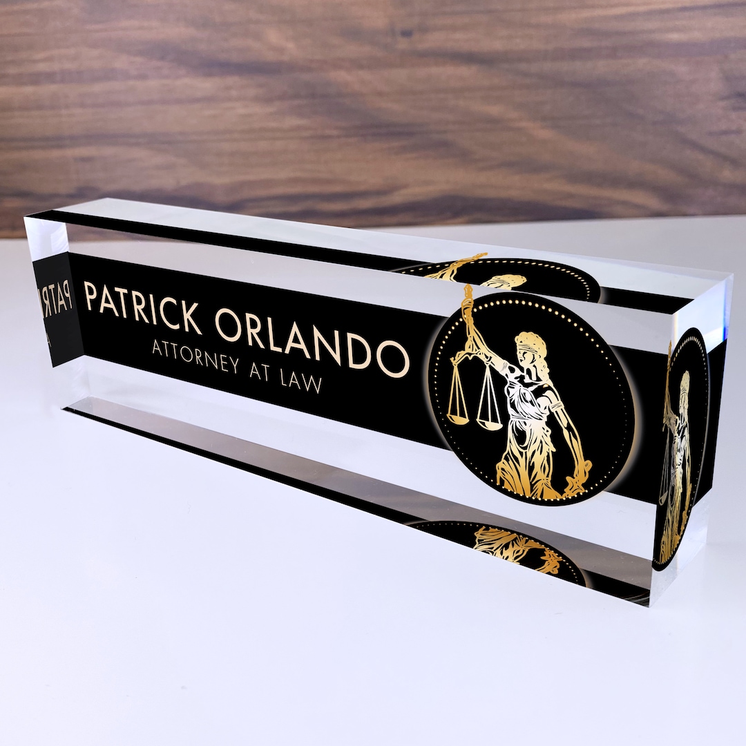 Personalized Desk Name Plate for Office Desk Lawyer Design on Acrylic ...