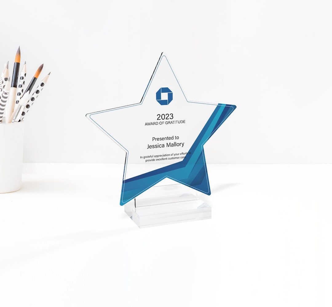 Personalized Star Employee Award: Engraved Glass Corporate Trophy (5.5 ...