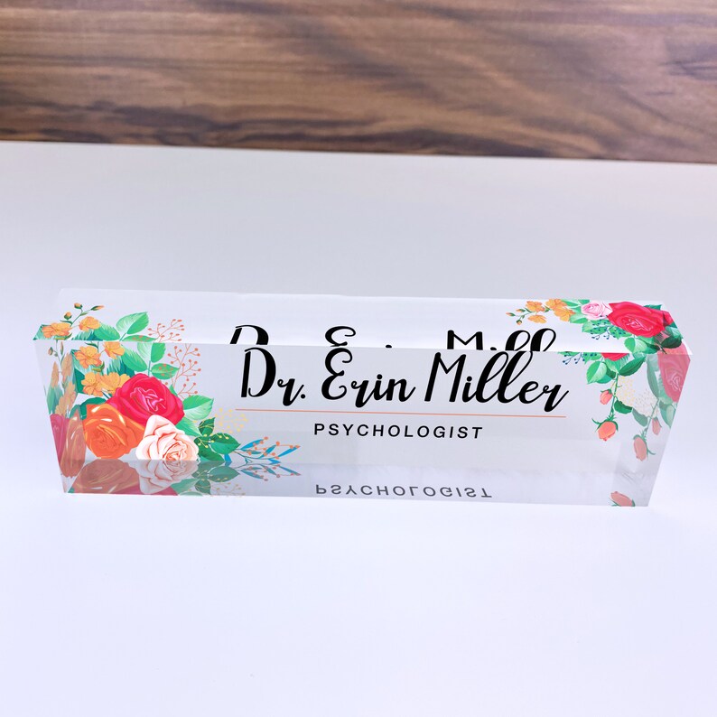 Personalized Name Plate for Desk Mixed Flowers Design on - Etsy