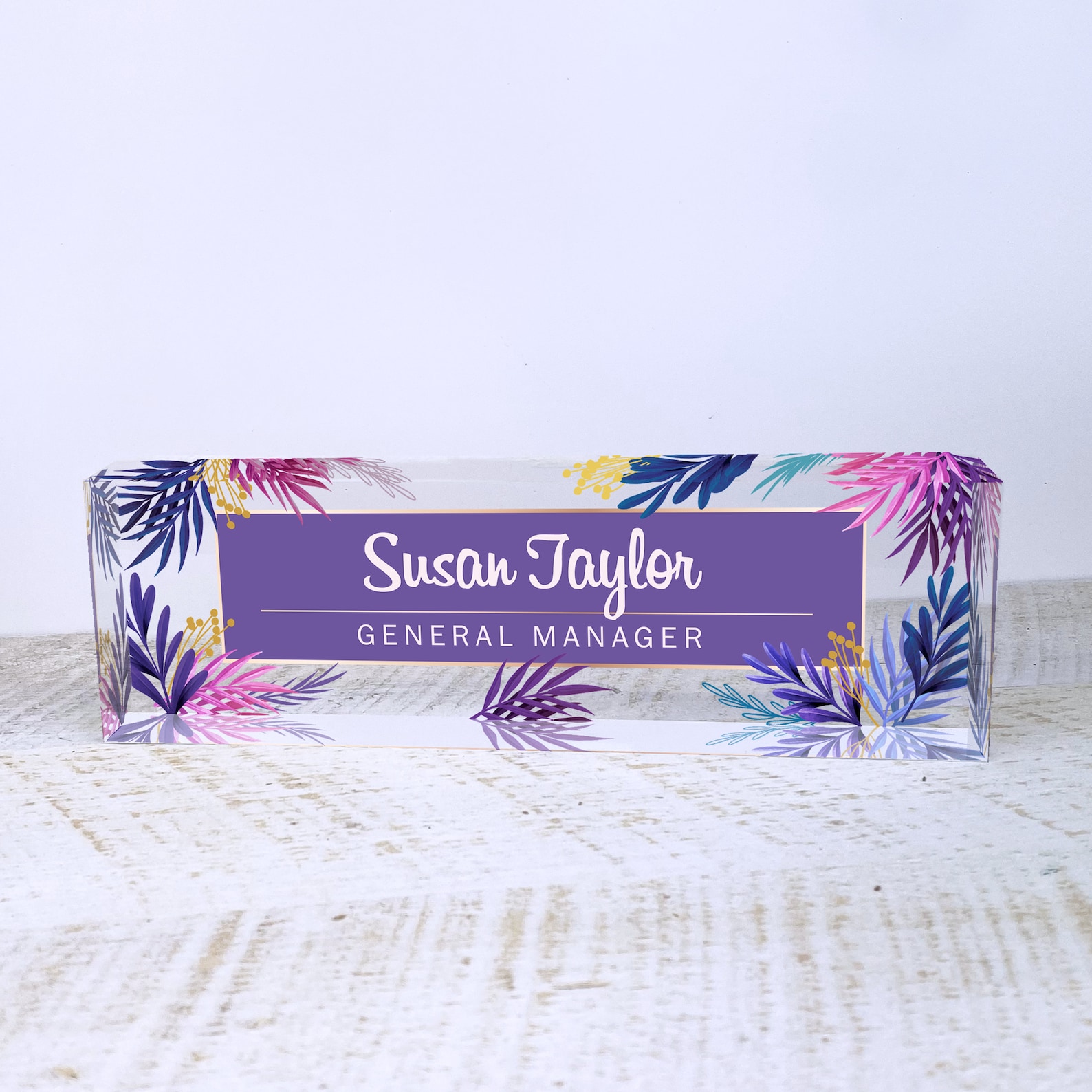 Personalized Desk Name Plate for Office Desk Gold Stripe - Etsy