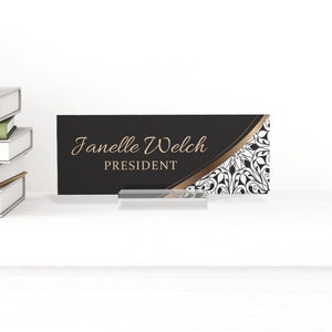 Personalized Name Plate for Desk, Clear Acrylic Glass Name Plate ...