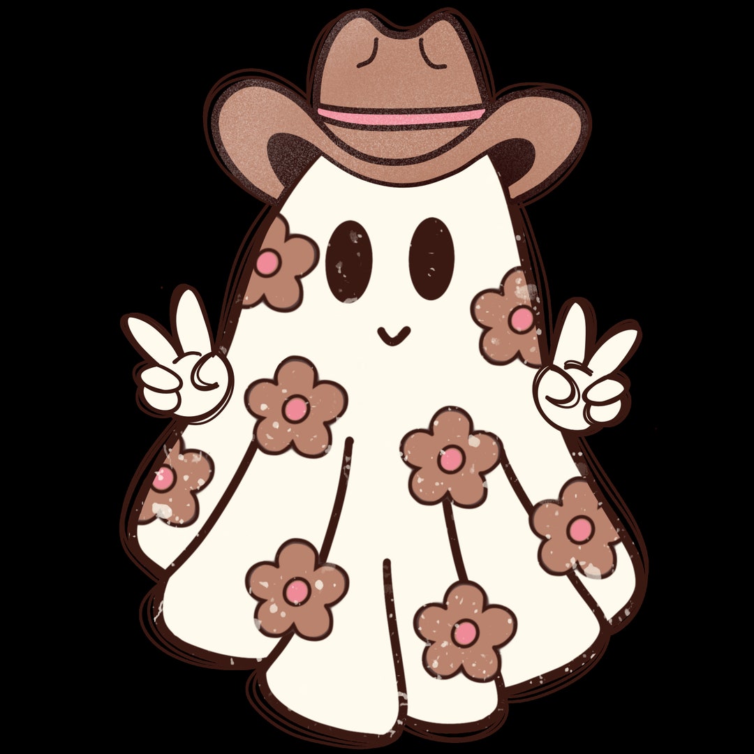 Cowboy Western Ghost Cute Ghost DTF TRANSFER Ready to Press - Etsy