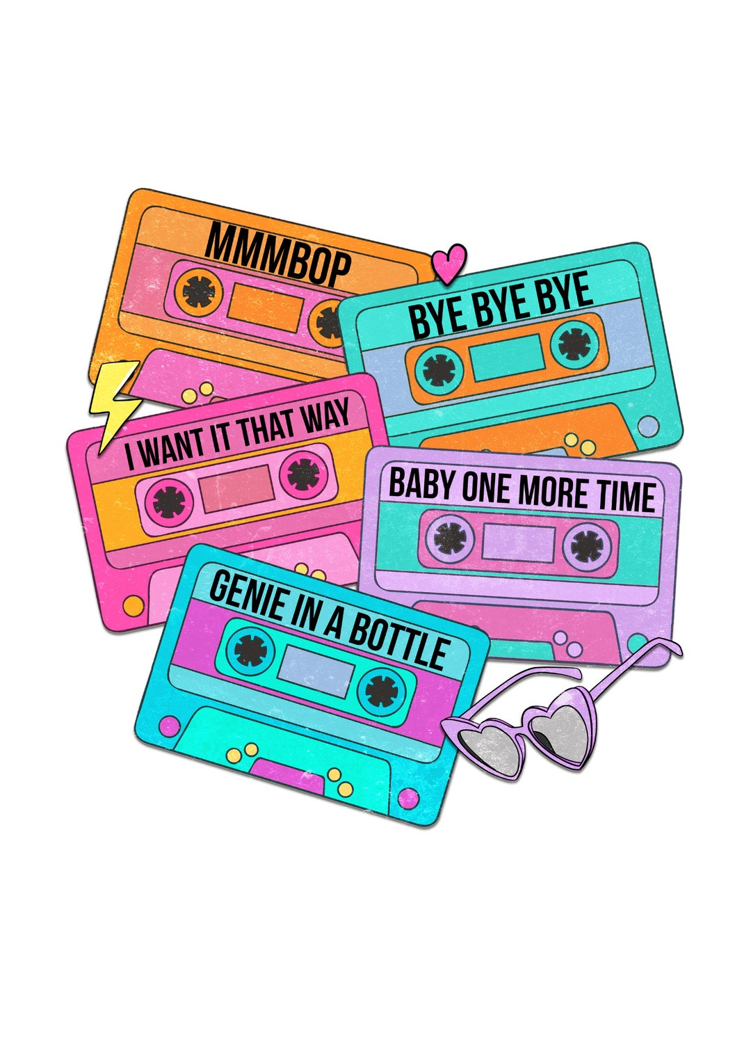 90s Songs Tapes DTF TRANSFER Ready to Press - Etsy