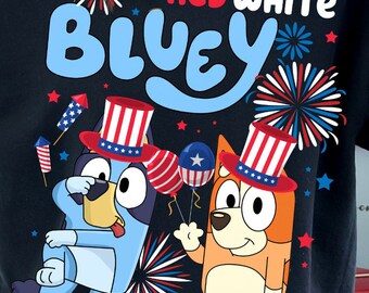 Ready to Press, Red White & Bluey, DTF Print, Heat Transfer - Etsy