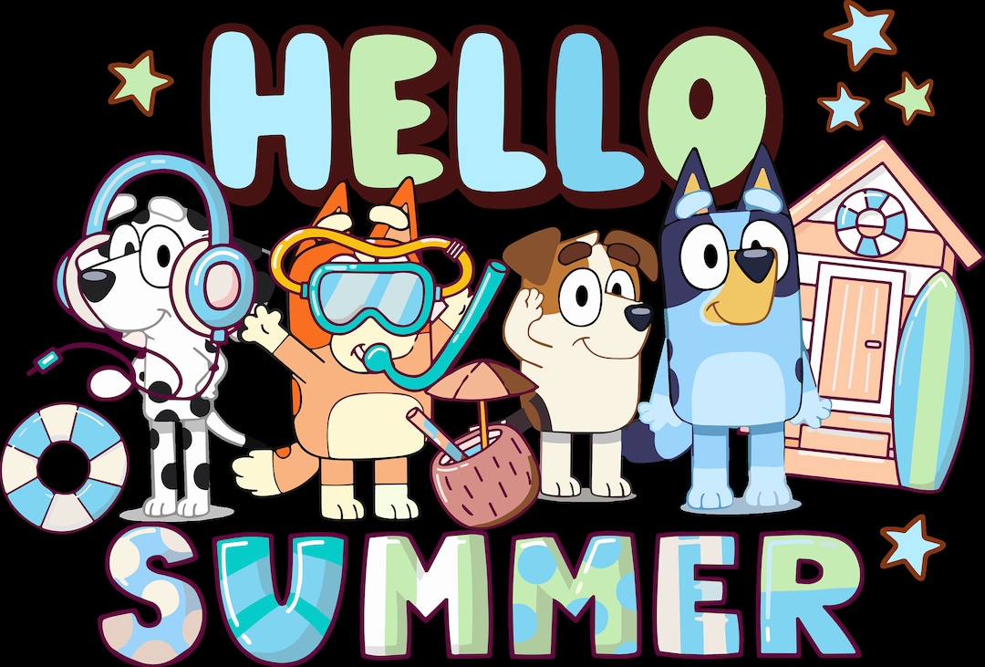 Hello Summer Bluey and Friends DTF Ready to Press - Etsy