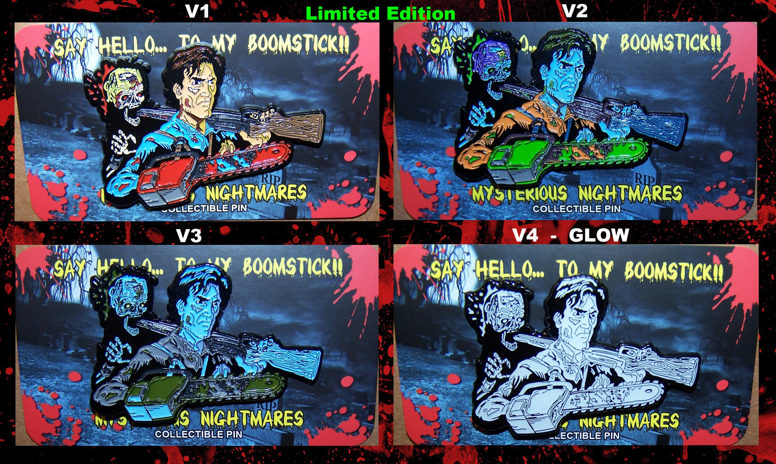 Evil Dead (4 Variants) Army of Darkness Ash Limited Edition Soft Enamel ...
