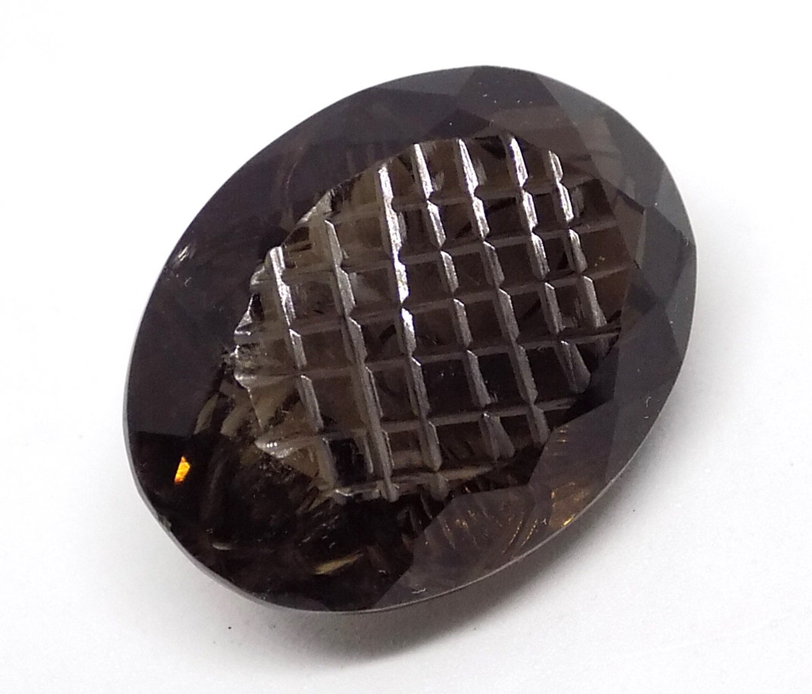Natural Smoky Quartz Facetedcarved Handmade Oval Shape Carved - Etsy