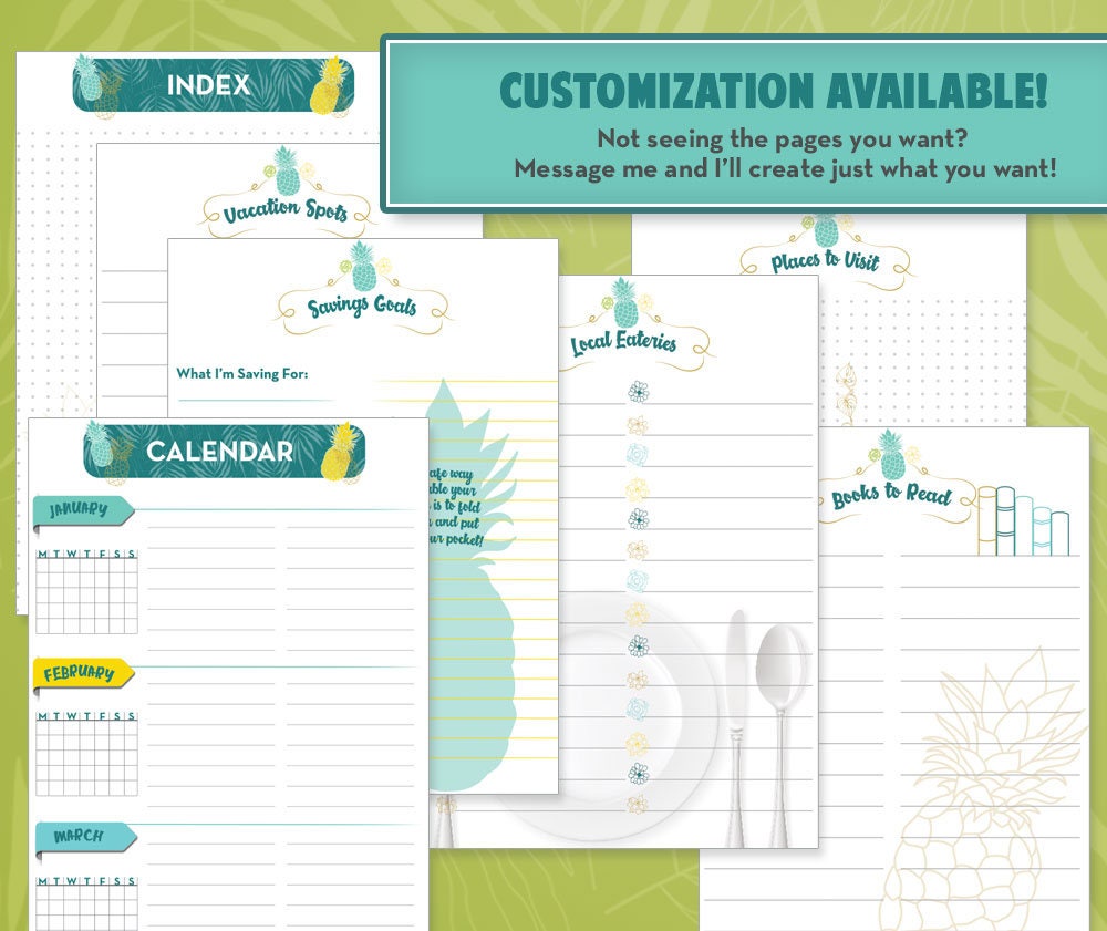 Pineapple Planner, Pineapple Bujo Printable, Pineapple 5.5x8.5 Planner ...
