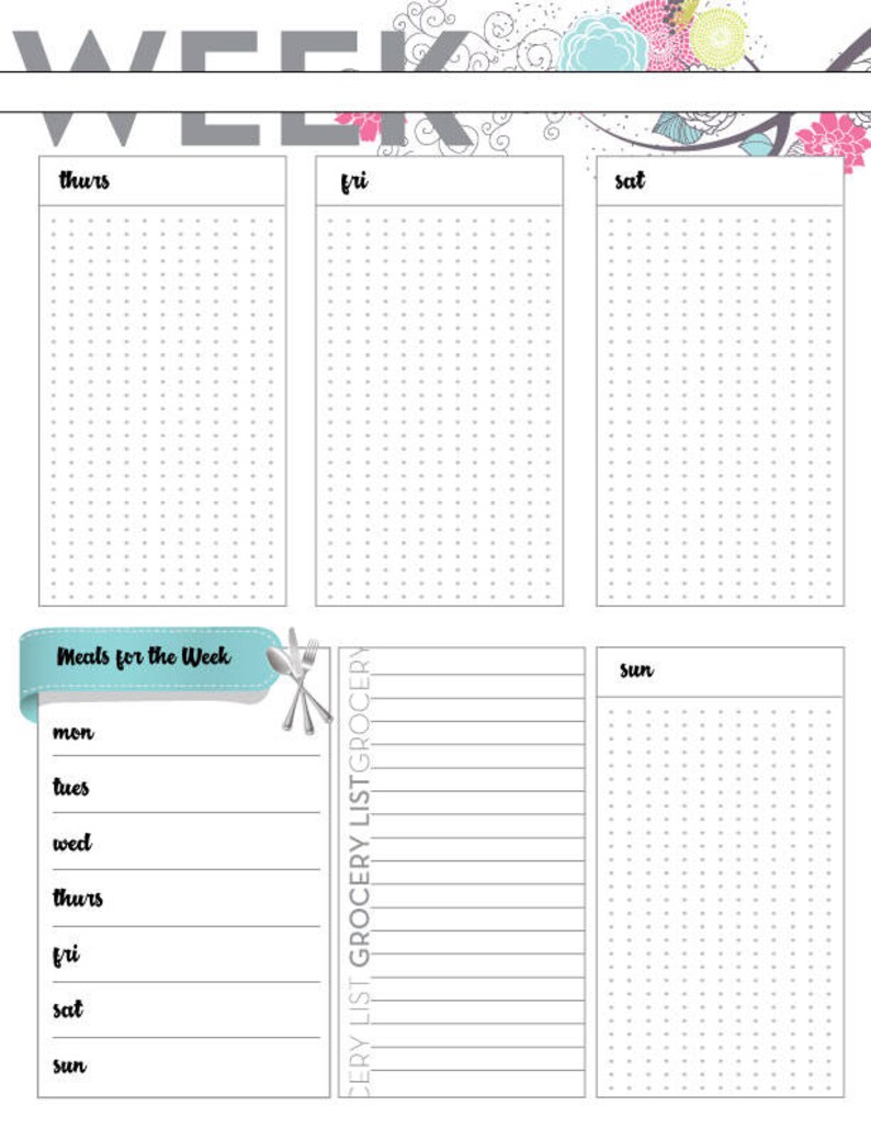 Weekly Planner Page, Weekly Bujo Planner Pg, Digital Weekly Planner ...