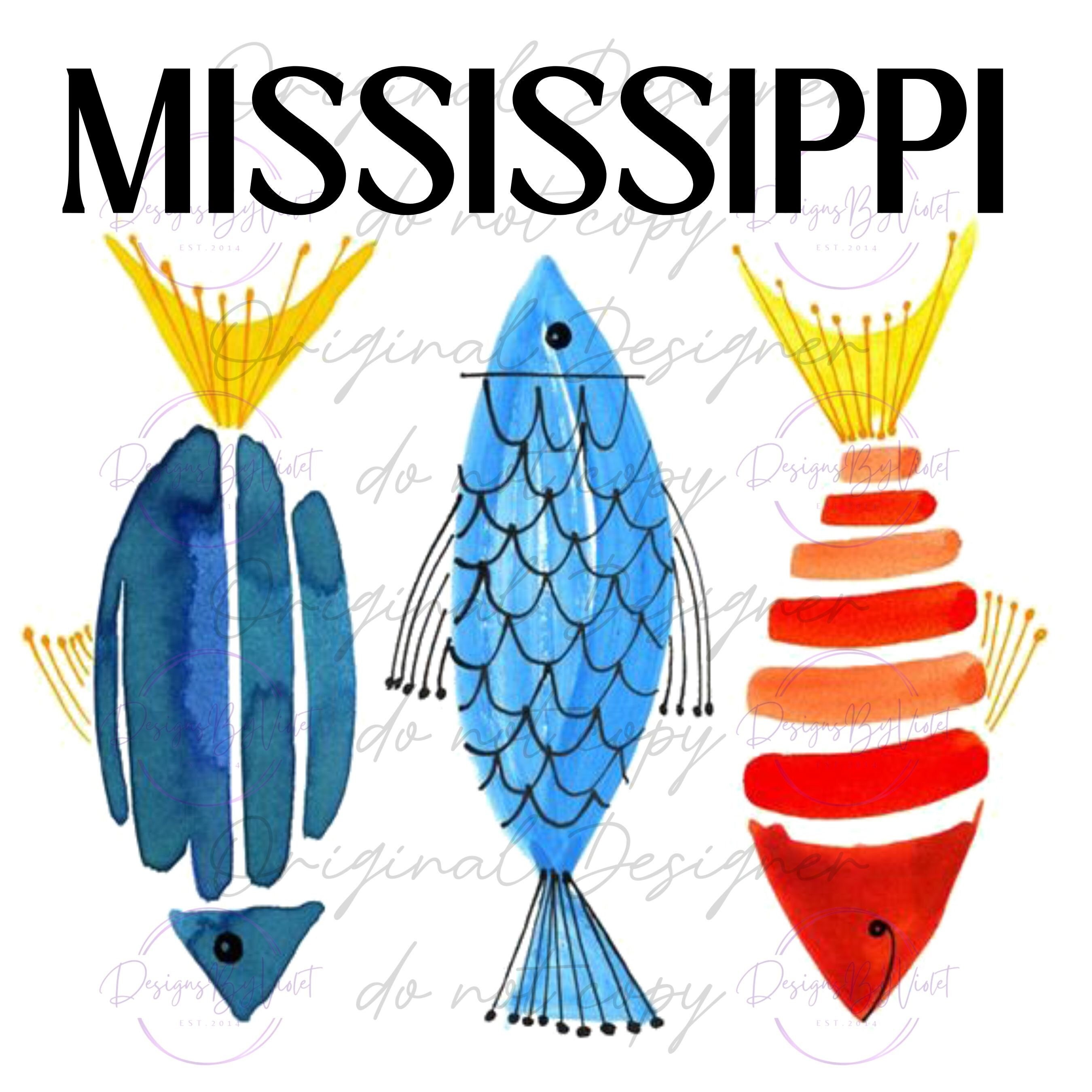 Mississippi Watercolor Fish (PNG FILE) - Etsy