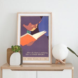 A Good Book, Vintage Digital Poster, 1920 Book Advertisement, Download ...
