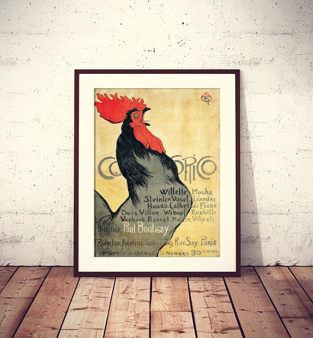 Cocorico, 1899 French Magazine Original Poster Ad Made by Alphonse ...