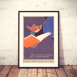 A Good Book, Vintage Digital Poster, 1920 Book Advertisement, Download ...