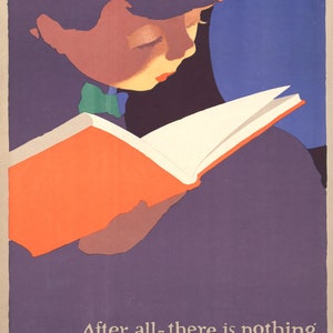 A Good Book, Vintage Digital Poster, 1920 Book Advertisement, Download ...