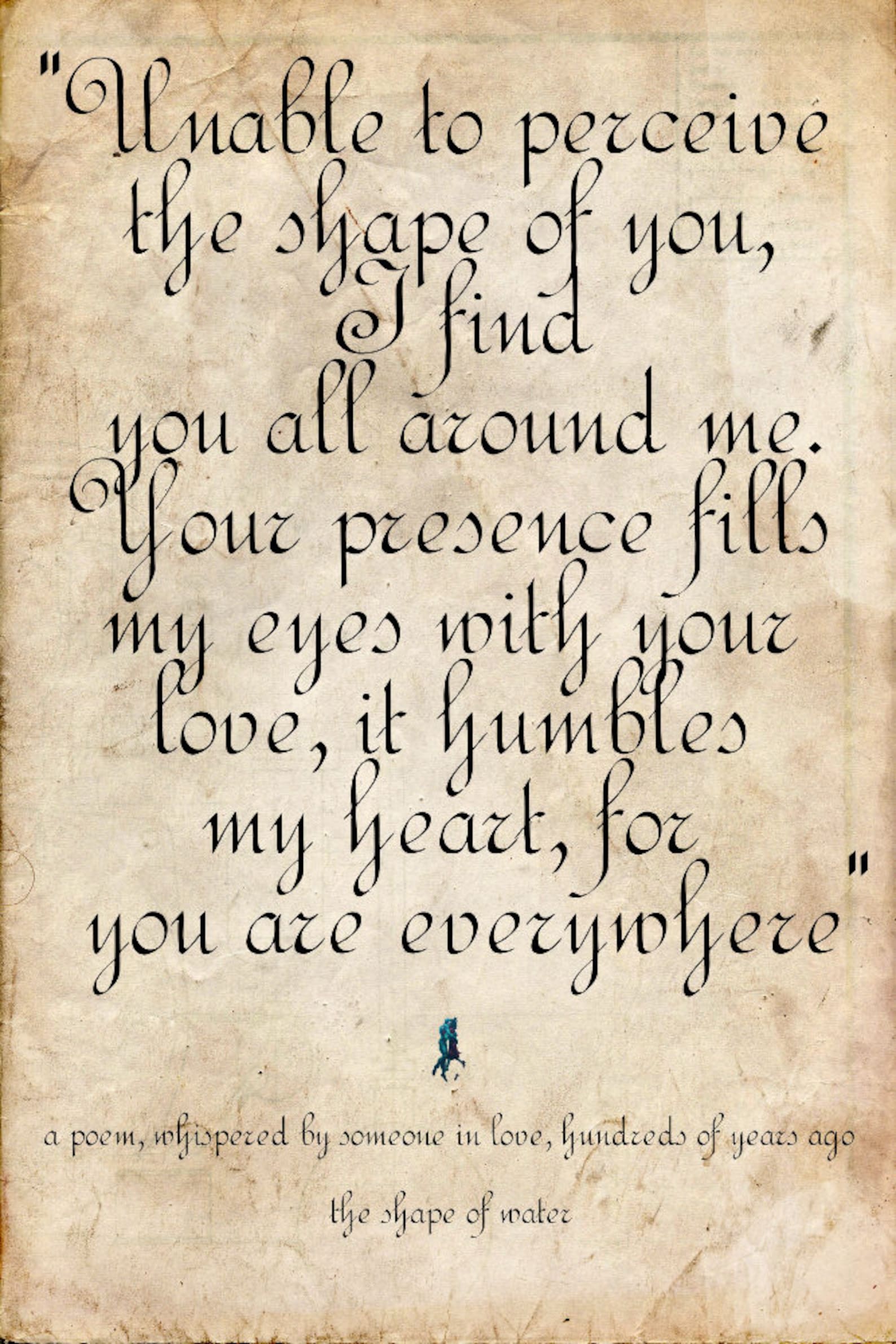 The Shape of Water poem in 5 different vintage/retro fonts | Etsy