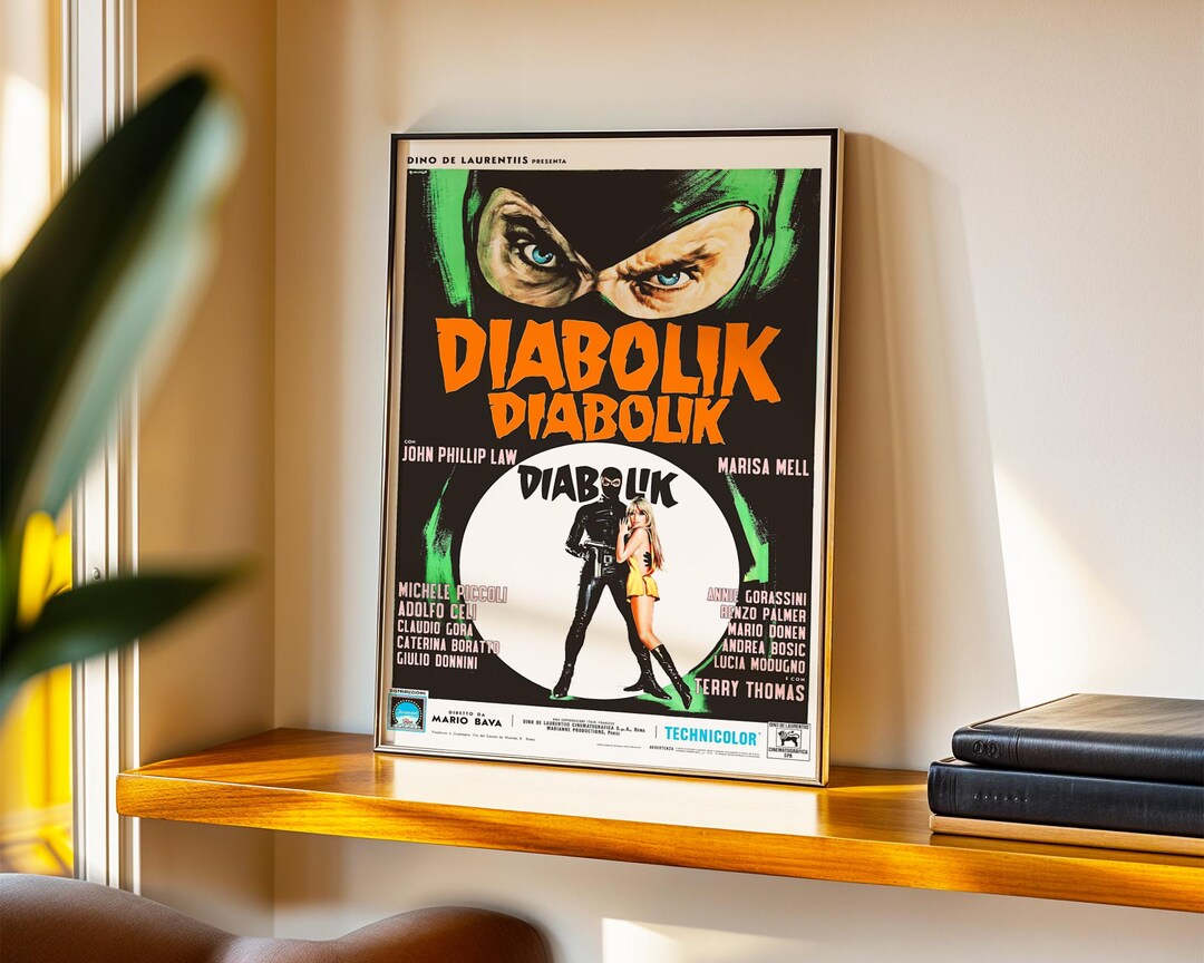 Danger Diabolik, 1968, Film Vintage Poster, Retro Action Movie Art ...