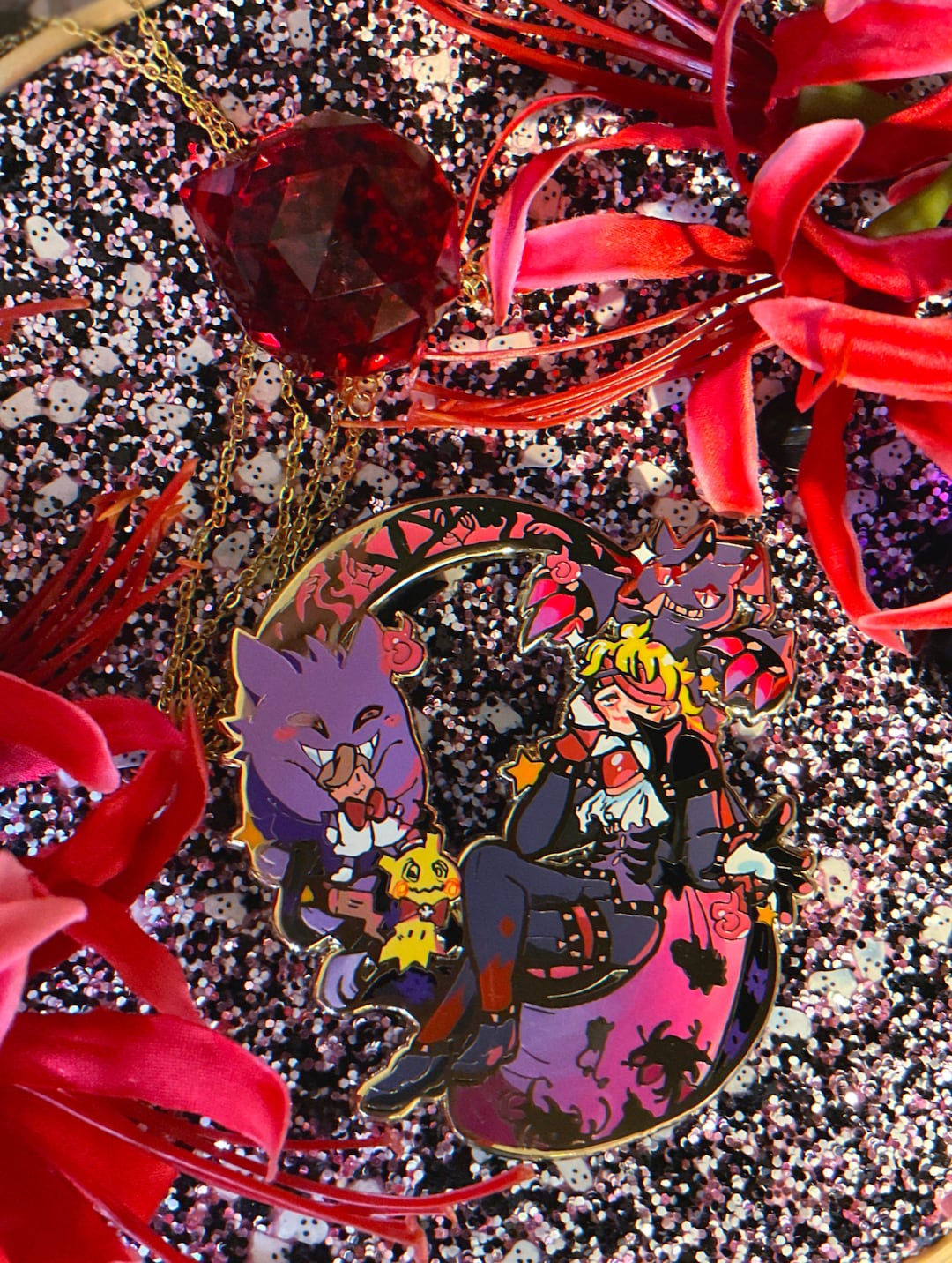 LE55 3" Morty’s Ghost Party Gold Glow in the Dark Enamel Pin With ...