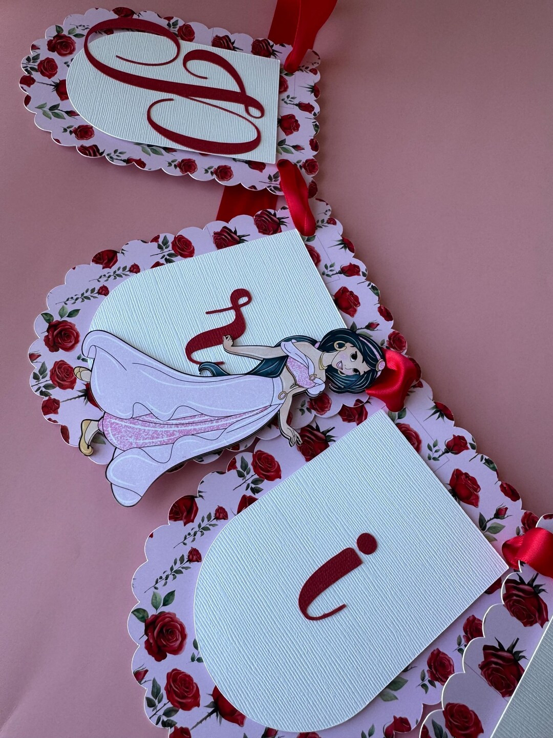 Red Roses Banner - Princess With Red Roses Banner - Etsy