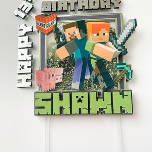 Minecrafter Inspired Cake Topper Custom - Etsy