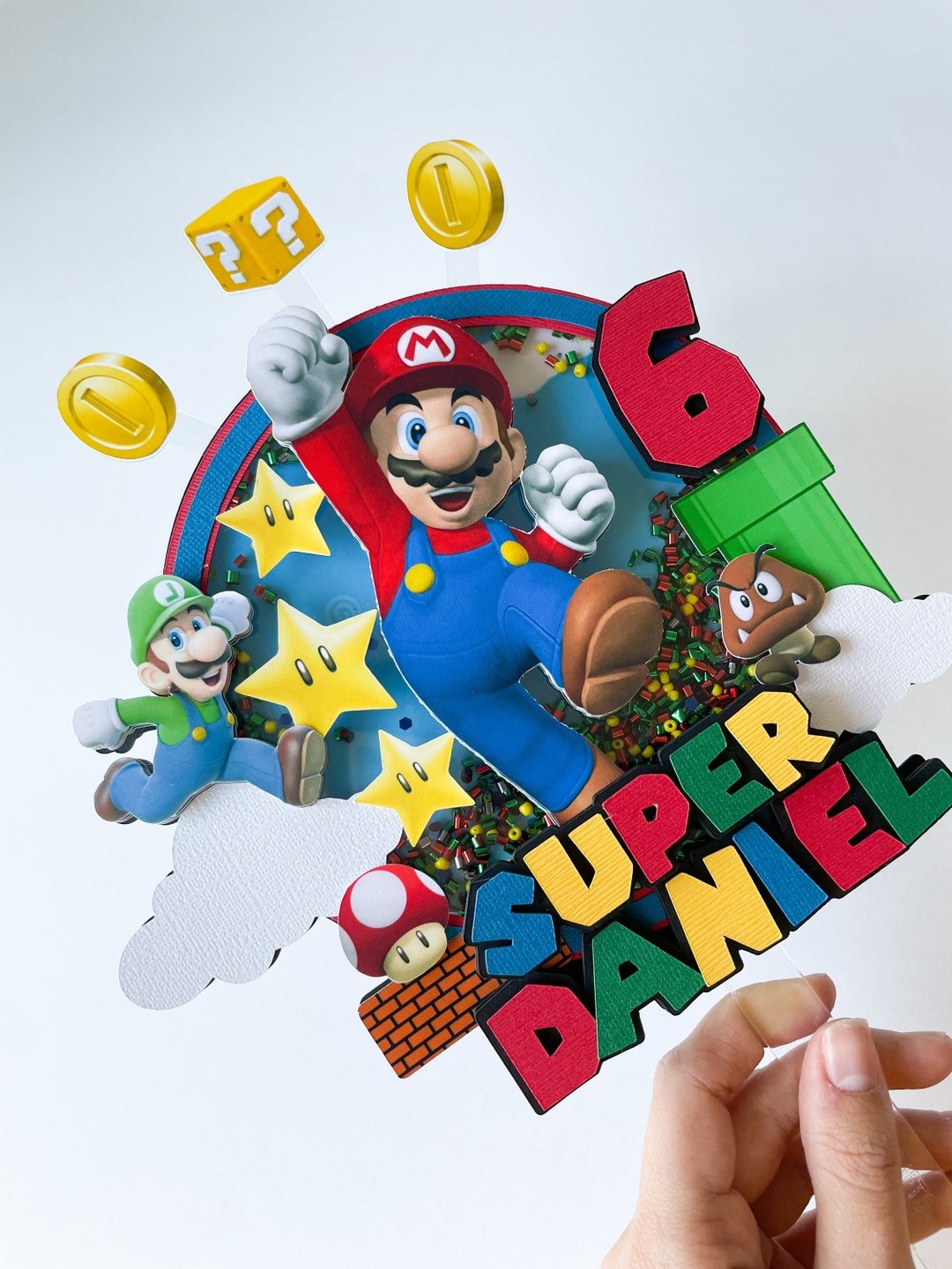 Super Mario Inspired Cake Topper Shaker - Etsy UK