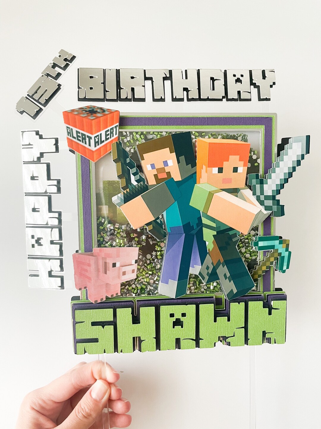 Minecrafter Inspired Cake Topper Custom - Etsy