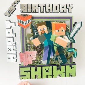 Minecrafter Inspired Cake Topper Custom - Etsy