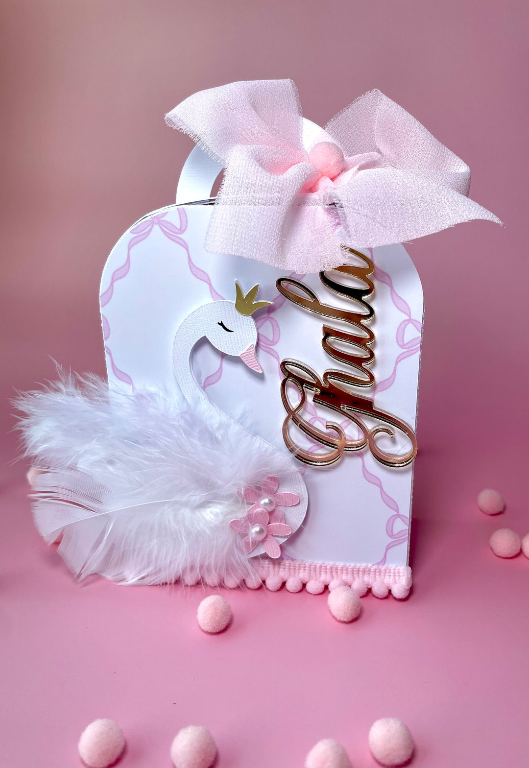 Swan Favor Box With Bows Details - Etsy