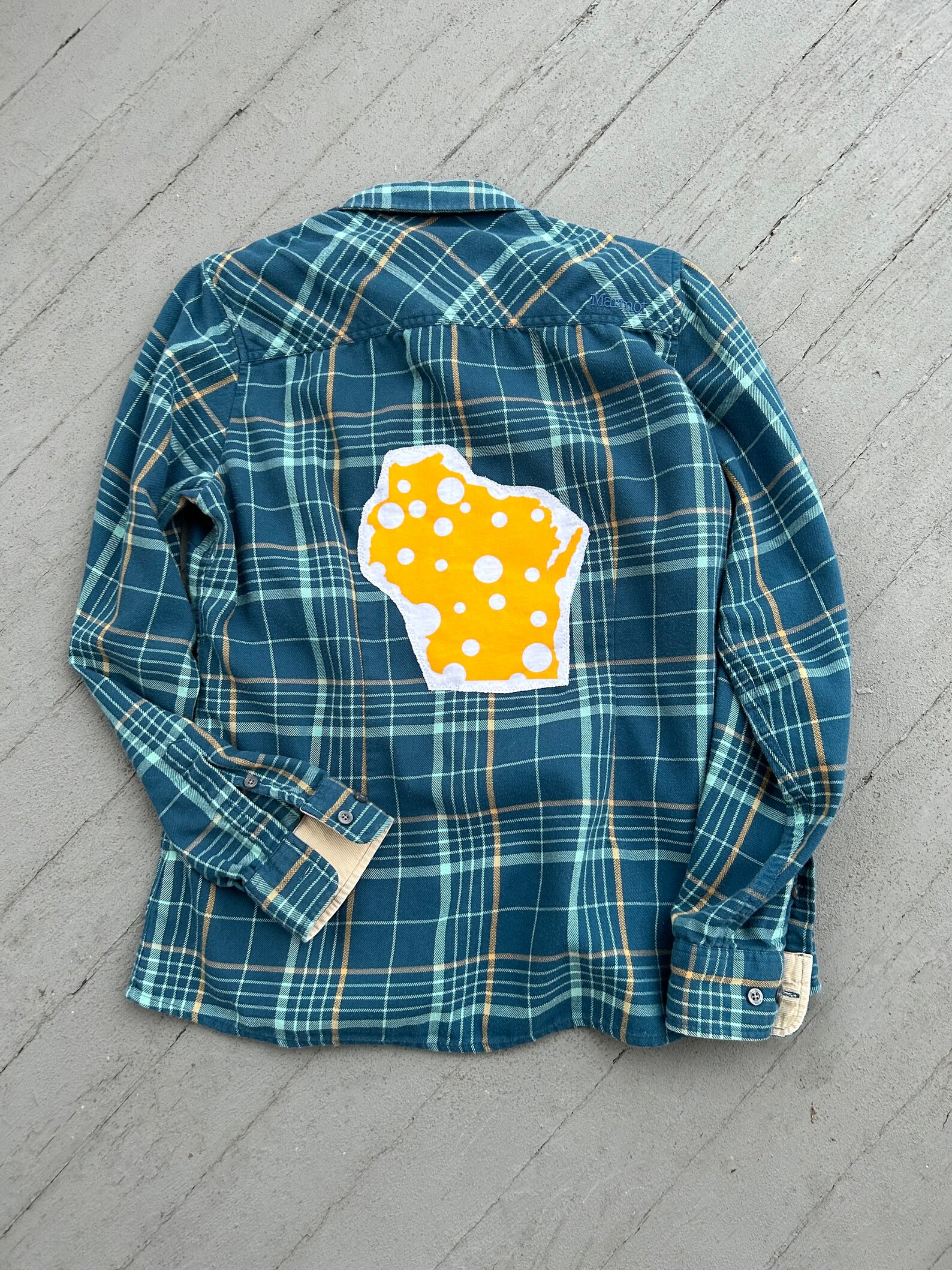 Cheesehead Wisco Statement Flannel Shirt Wms Lg // Back Patch Wisconsin ...