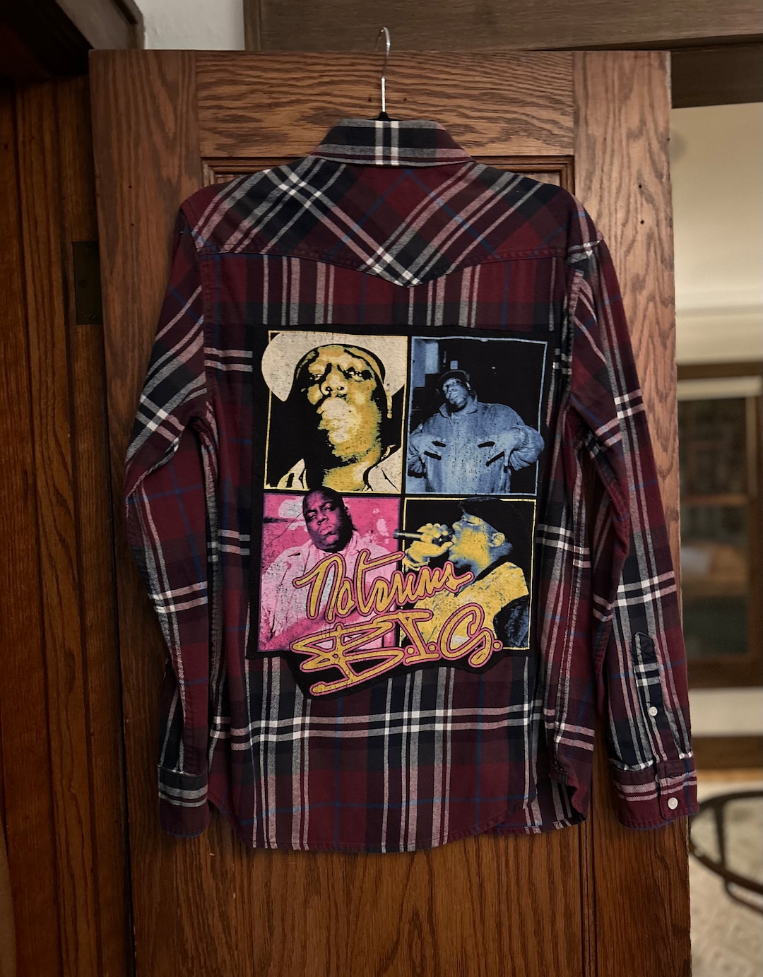 Biggie Upcycled Flannel Small // Notorious BIG Hip Hop Shirt Plaid - Etsy