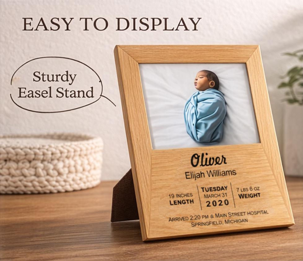 Personalized Baby Birth Stats Frame – Red Alder Wood, Newborn Gift - Etsy