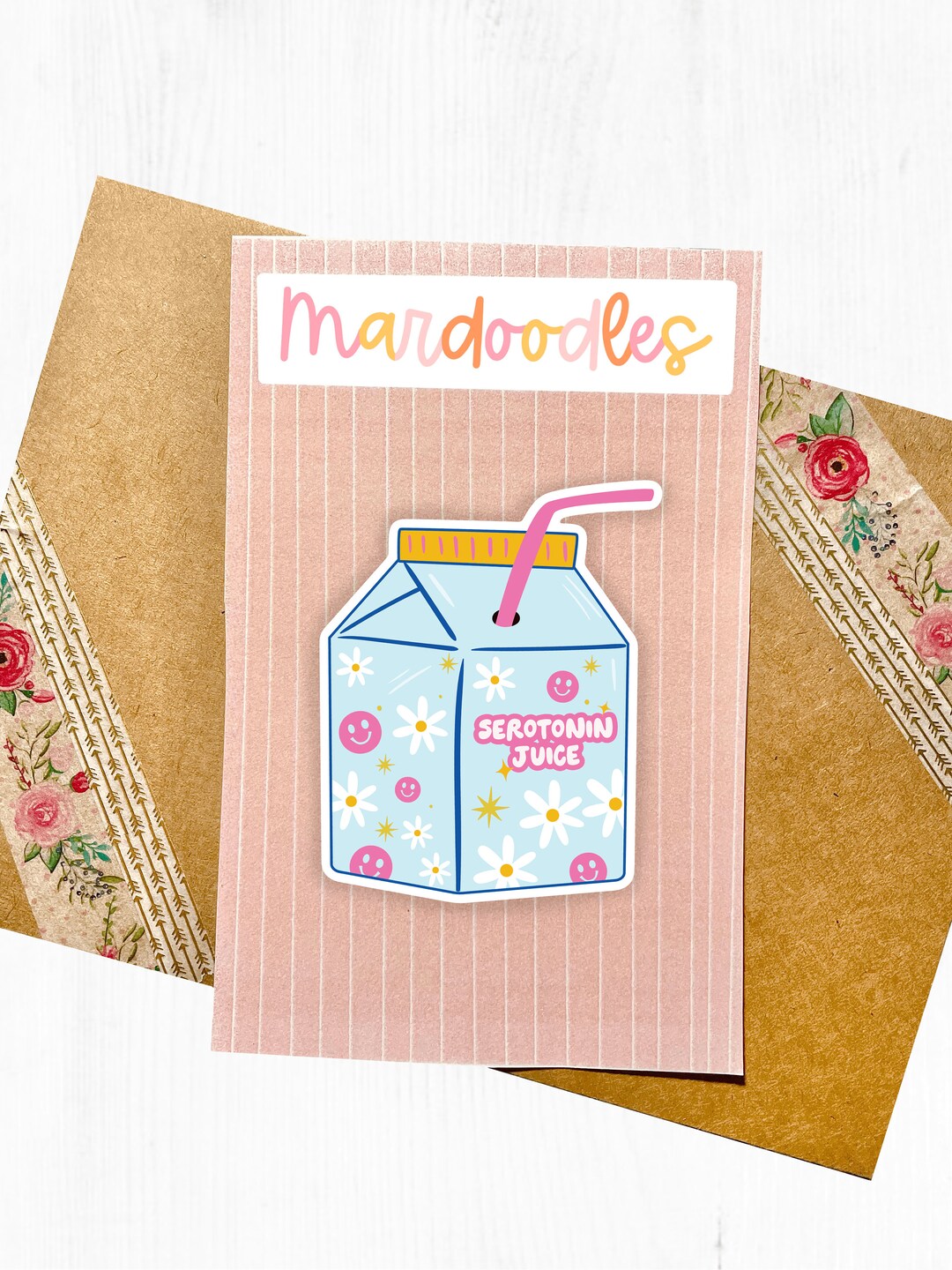 Serotonin Juice Sticker, Cute Light Blue Juice Box Sticker, Positivity ...