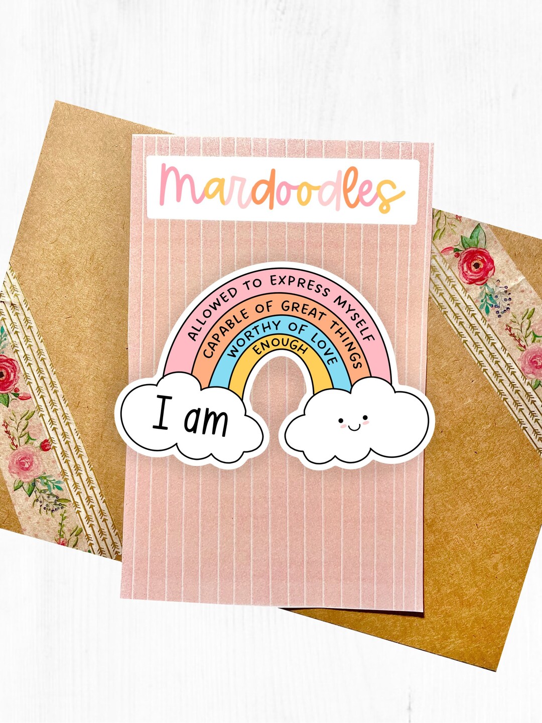 Positive Affirmation Rainbow Sticker, Water Resistant Self Love ...