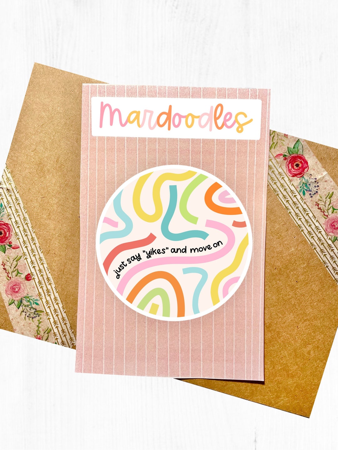 Just Say Yikes and Move on Sticker, Water Resistant Retro Swirl Laptop ...