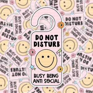 Do Not Disturb Door Hanger Sticker, Water Resistant Trendy Aesthetic ...
