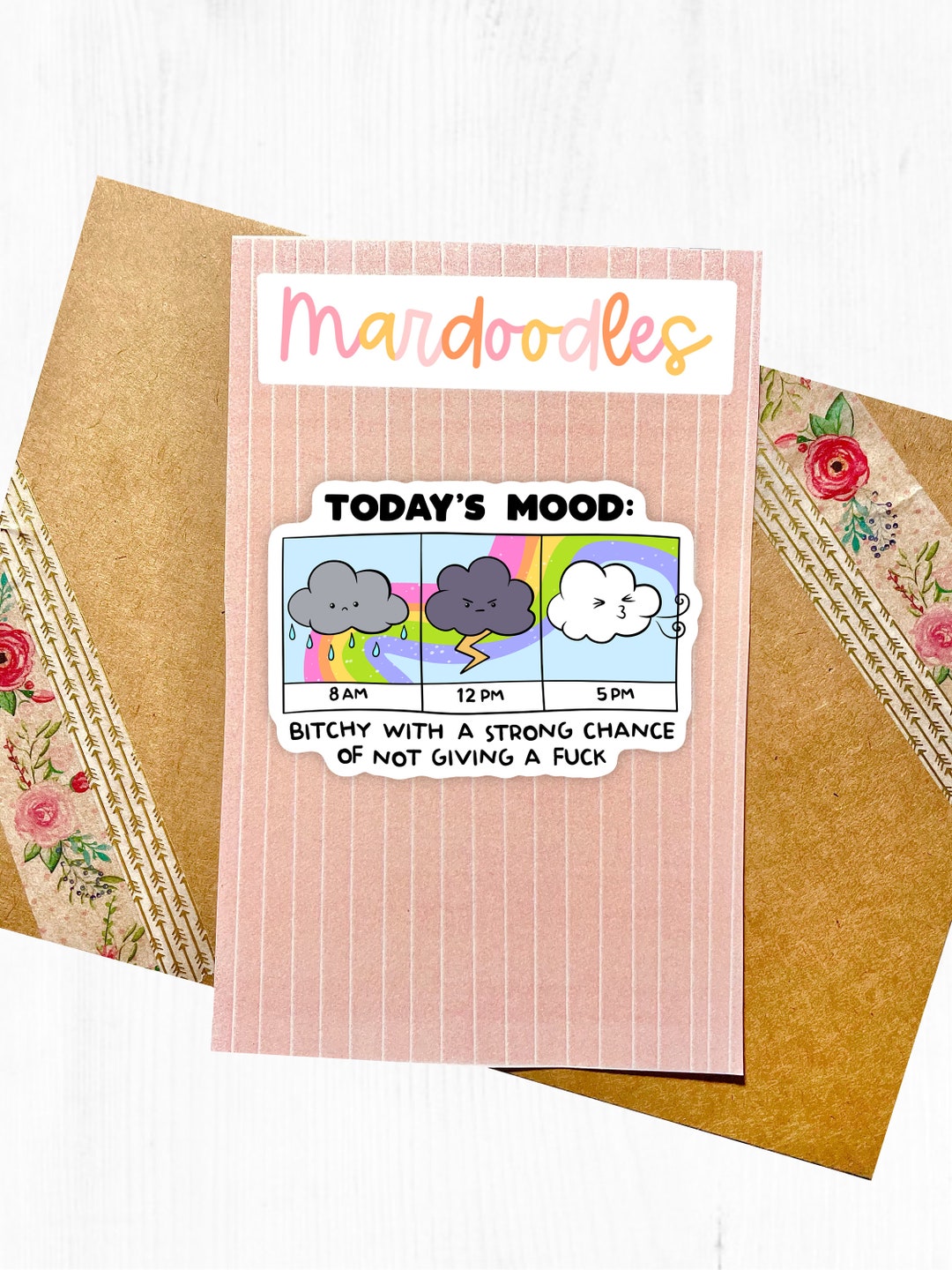 Today's Mood Sticker, Funny Cuss Word Weather Sticker, Fun Pun Water ...