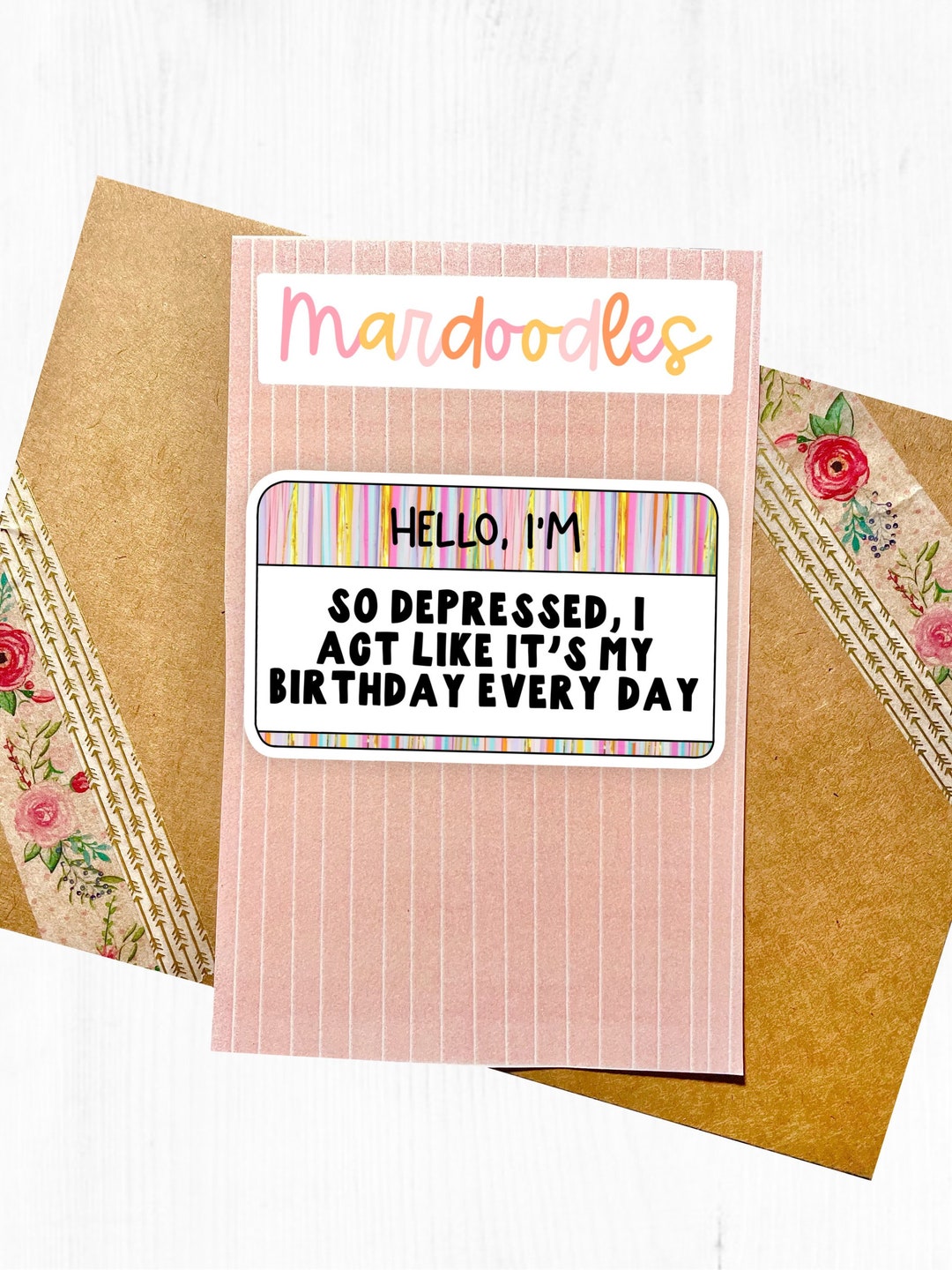 Hello I'm so Depressed Sticker, Colorful Rainbow Birthday Water ...