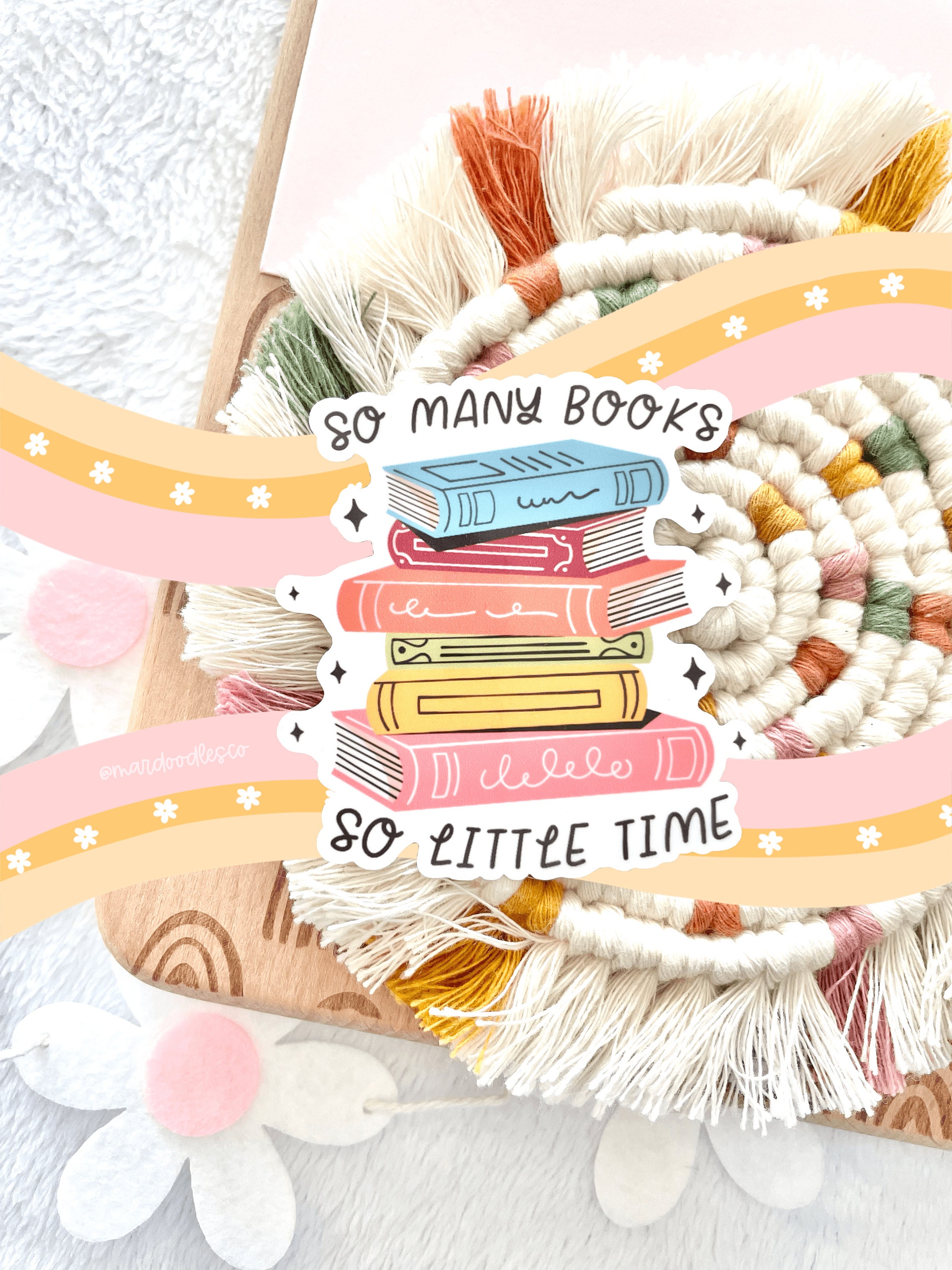 So Many Books so Little Time Sticker, Stack of Books Laptop Decal, Book ...